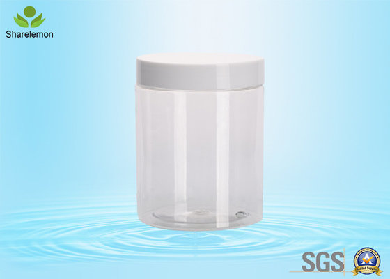 500ml Transparent Plastic Cream Jar , Plastic Cosmetic Jar with White Cap