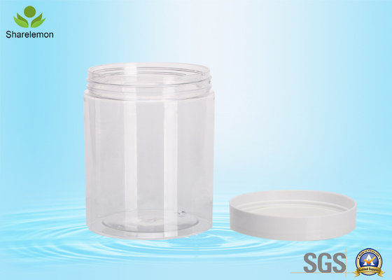 500ml Transparent Plastic Cream Jar , Plastic Cosmetic Jar with White Cap
