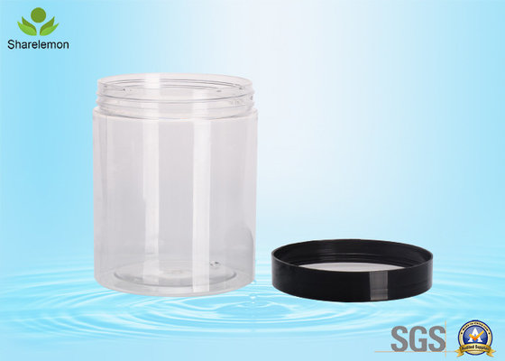 500ml Transparent Plastic Cream Jar , Plastic Cosmetic Jar with White Cap
