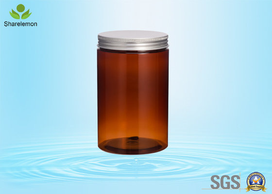 800ml Amber Pet Plastic Delicate Jar with Silver Lid For Food Packaging