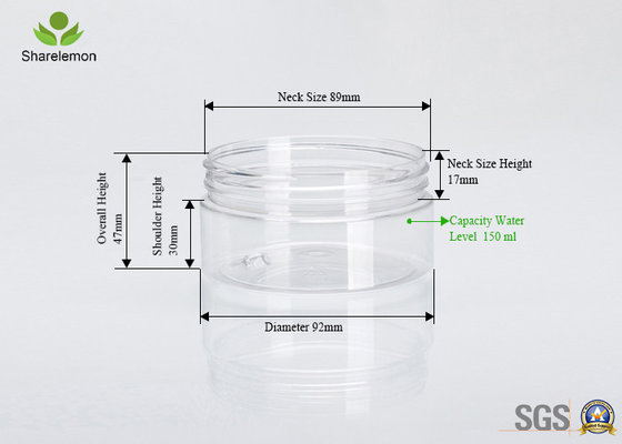150Ml Wide-Mouth Transparent Cylinder Cream Jar With Different Caps