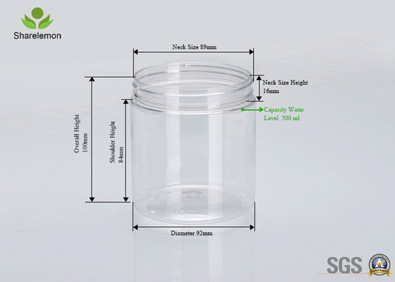 500ML Cylinder Transparent Plastic Cream Jars For Depilatory Cream