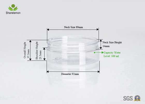 100g Transparent Plastic Cream Jar with Aluminum Lid for Makeup Concealer