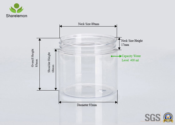 400g Clear Plastic Cosmetic Container / Plastic Cream Jars with Golden Lids