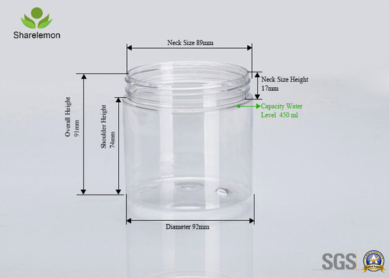 Transparent 450g Plastic Cream Jar Plastic Cosmetic Jar with Golden Lid