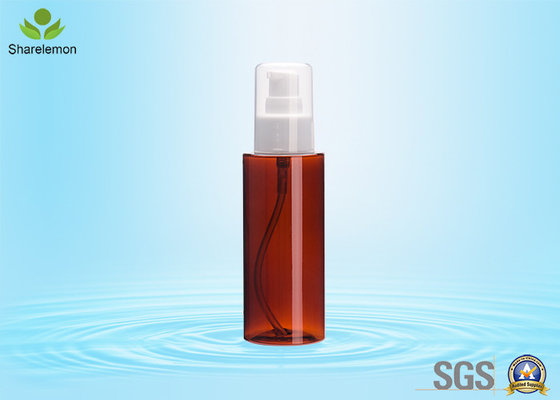Amber Plastic Empty Cosmetic Bottles with Pump Sprayer or Screw Cap for Cosmetics 100ml