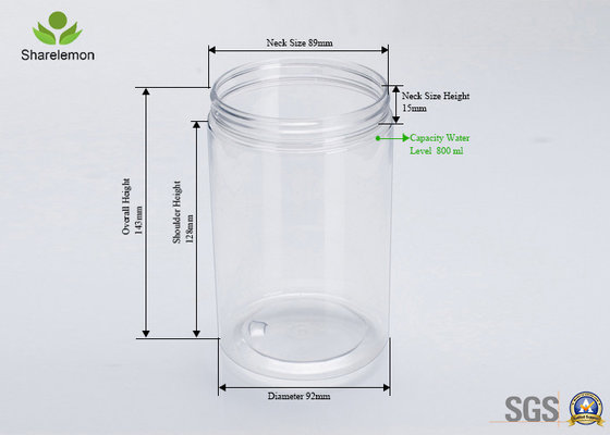 800ml Transparent Plastic Cosmetic Jars for Cookies Packing Environmental