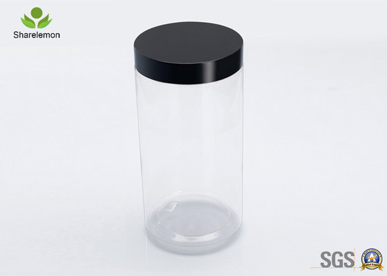 1000ml Transparent Plastic Cosmetic Jars with Silver Cap for Tea Packing