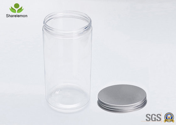 1000ml Transparent Plastic Cosmetic Jars with Silver Cap for Tea Packing
