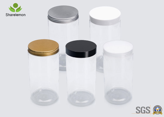 1000ml Transparent Plastic Cosmetic Jars with Silver Cap for Tea Packing