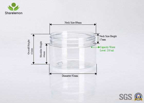 250ml Plastic PET Cosmetic Jars Travel Set with Aluminum and PP Cap