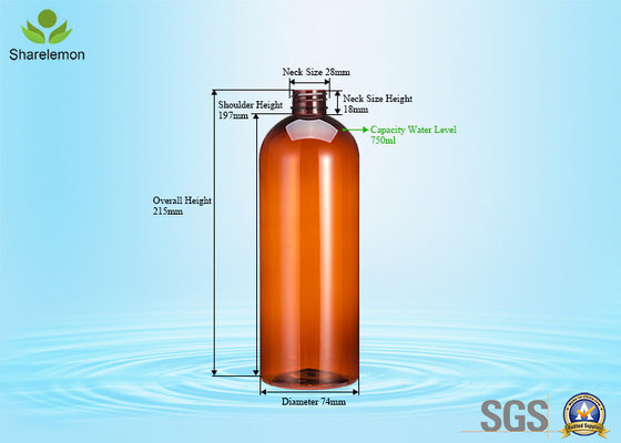 750ml de amber Kosmetische Fles van de Lotion Plastic Pomp voor Huishoudenshampoo