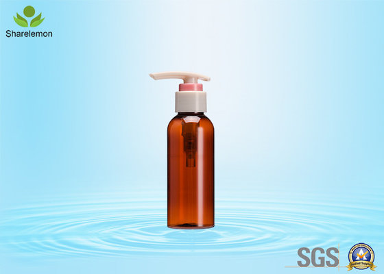 100ml Amber Plastic Cosmetic Bottle for Cosmetic Packing with Pump
