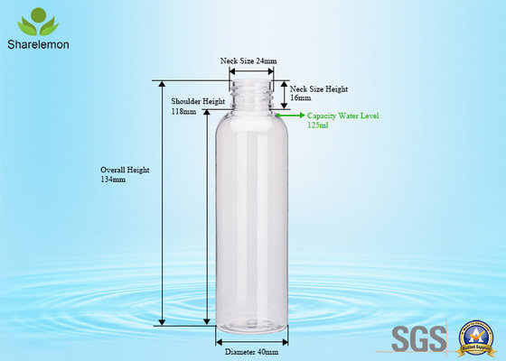 Clear Plastic Empty Cosmetic Bottles 125ml Cylinder Plastic Pump Bottles