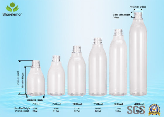 300ml Transparent Color Cosmetic PET Plastic Bottles for Face Cream