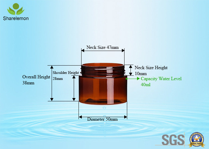 40ml PET Cylinder Wide Mouth Jar With Aluminum Cap For Hand Cream