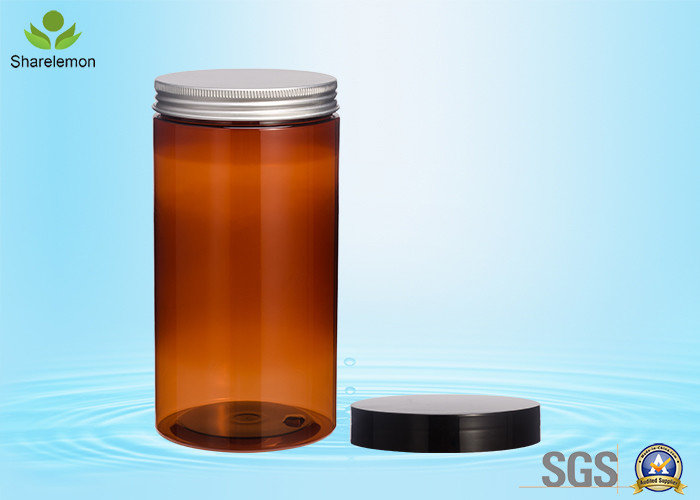 Large Capacity Food Storage Jar / Plastic Cream Jar with Sliver Lids 1000ml