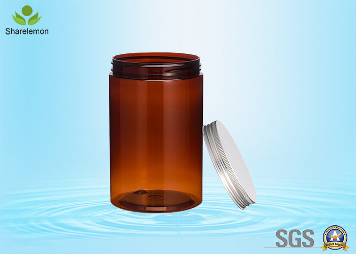 800ml Amber Pet Plastic Delicate Jar with Silver Lid For Food Packaging