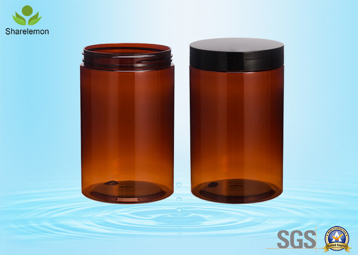 800ml Empty Cosmetic Bottles / Amber Plastic Cream Bottles for Food / Cookie Packaging