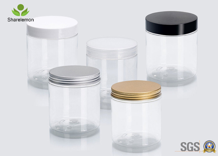 Clear 500ml Plastic Cream Jar Plastic Cosmetic Jar with Different Color Cap