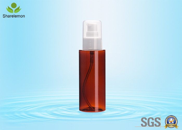 Amber Plastic Empty Cosmetic Bottles with Pump Sprayer or Screw Cap for Cosmetics 100ml