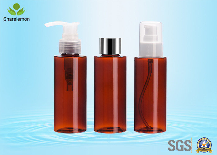 100ml Empty Cream Cosmetic Bottles Amber Color with Pump and Caps