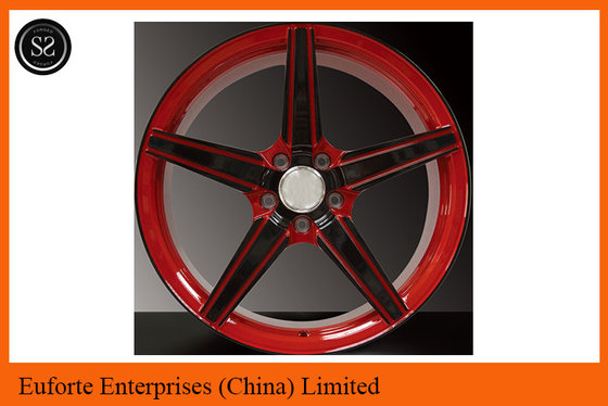 Volkswagen 5 Spoke Red Black Face Forged Wheels 100 -139.7 mm PCD Paint