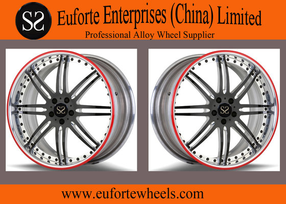 Susha wheels - 19 " 20 " 21 " 22 " 2PC Black Spokes Forged Custom Wheels With Silver Lip Red Ring