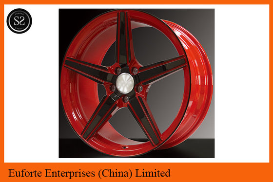 Volkswagen 5 Spoke Red Black Face Forged Wheels 100 -139.7 mm PCD Paint