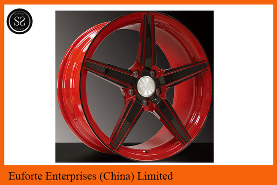 Volkswagen 5 Spoke Red Black Face Forged Wheels 100 -139.7 mm PCD Paint