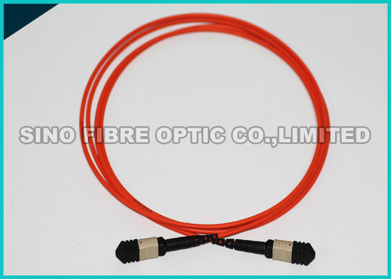 Red MPO Fiber Optic CableOM3 , Male Pinned 40G MPO Cable Type - B Polarity