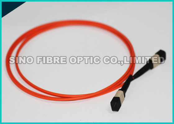Red MPO Fiber Optic CableOM3 , Male Pinned 40G MPO Cable Type - B Polarity