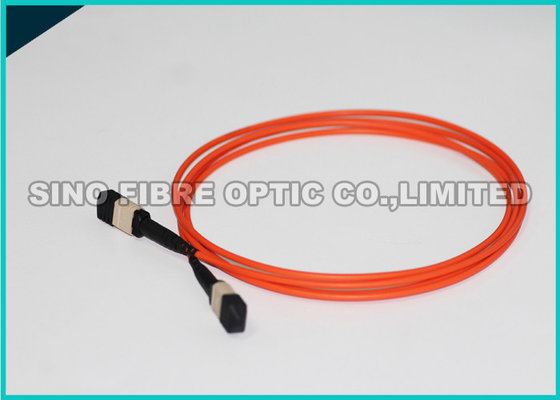 Red MPO Fiber Optic CableOM3 , Male Pinned 40G MPO Cable Type - B Polarity