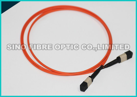 Red MPO Fiber Optic CableOM3 , Male Pinned 40G MPO Cable Type - B Polarity