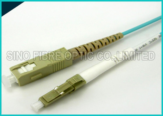 1.8mm LC APC To SC APC Duplex Fiber Optic Assembly , OM4 Multimode Aqua Fiber Optic Patch Cords