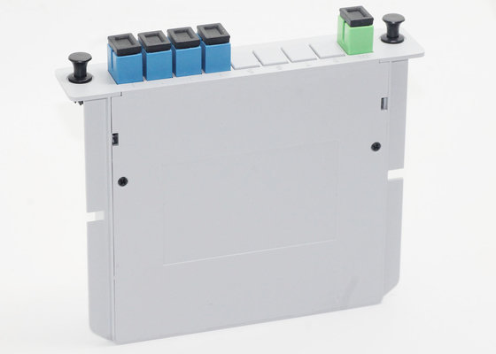 Plug - In Type Fiber Optic PLC Splitter 1 x 4 SC PC Slot Box For PON Networks