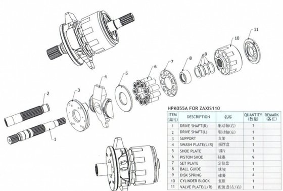 Hpk055 Hitachi Hydraulic Pump Parts For Excavator Zx120-6 Piston Pump Repair Kits