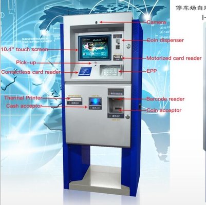 Automatic Bill Payment Kiosk High Brightness LED Touch Screen For Car Parking Lot