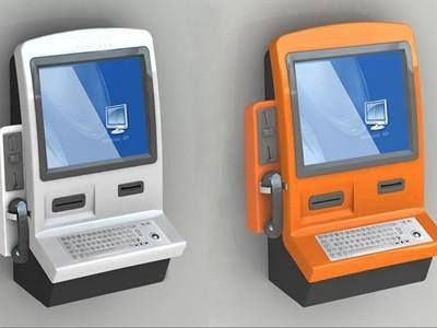 金属のキーボード及び公衆電話が付いている ZT2838-A00 壁に取り付けられたキオスク