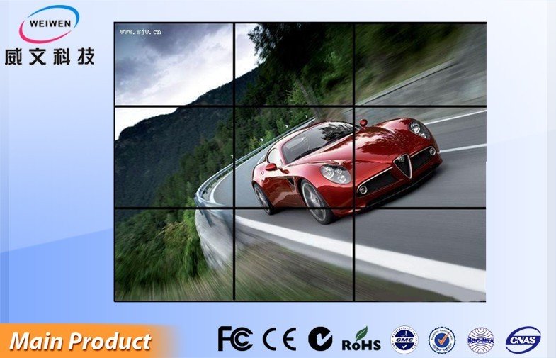 Commercial Advertising High Resolution LCD Video Wall Monitors 500cd/M2 High Brightness