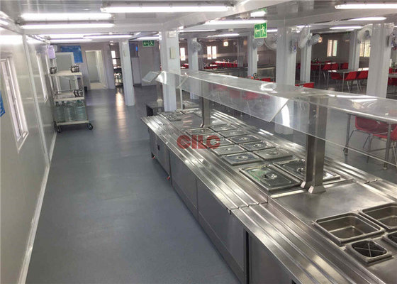 Stainless Steel Portable Canteen Buildings 20ft Heatproof Mineral Wool Panel