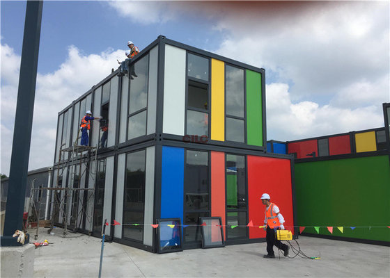 Two Storey Prefabricated Portable Office Cabin Grade 12 Wind Resistance
