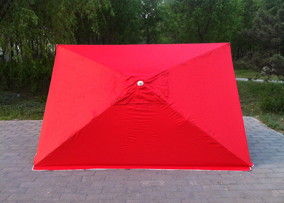 Parapluie extérieur rectangulaire rouge 2.3mx3.1m de 4 nervures pour la publicité de magasin de thé