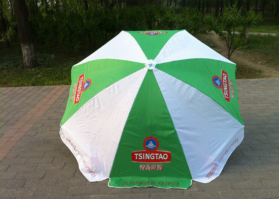 Protection UV de parasols extérieurs verts et blancs pour l'ODM d'OEM de rue de barre