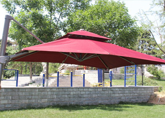 mini Roma parapluie en porte-à-faux de jardin de 2.5m avec la base de marbre, double couche rouge