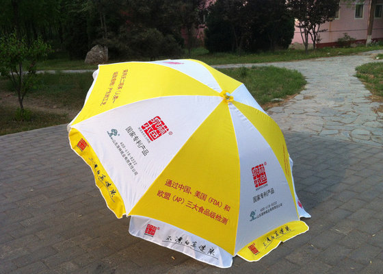 Grand parapluie extérieur jaune et blanc, parapluies faits sur commande commerciaux du marché