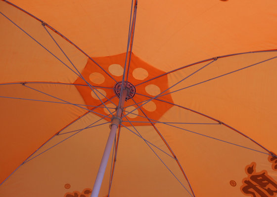 36 Inch Orange Beach Umbrella Round Shaped With Aluminum Umbrella Handle