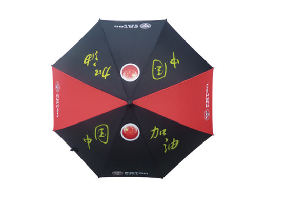 Vent de parapluie de golf de la publicité d'OEM résistant avec la couleur noire et rouge
