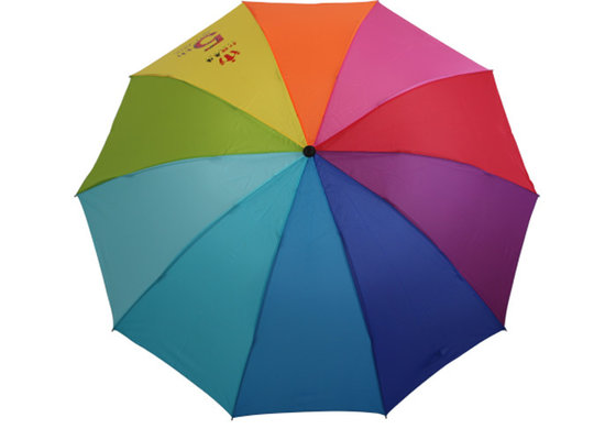 23 cadre en acier de parapluie de manuel de pouce 10K de couleur ouverte d'arc-en-ciel, tissu de pongé