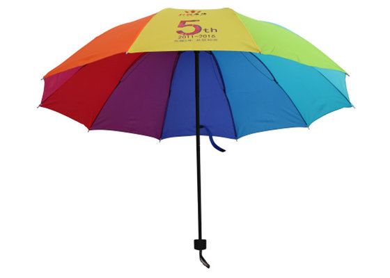 23 cadre en acier de parapluie de manuel de pouce 10K de couleur ouverte d'arc-en-ciel, tissu de pongé